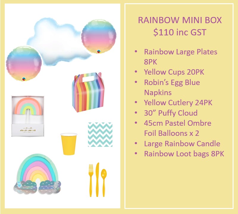 Rainbow Mini Party Box l Kid's Theme Party Supplies Auckland l NZ ...
